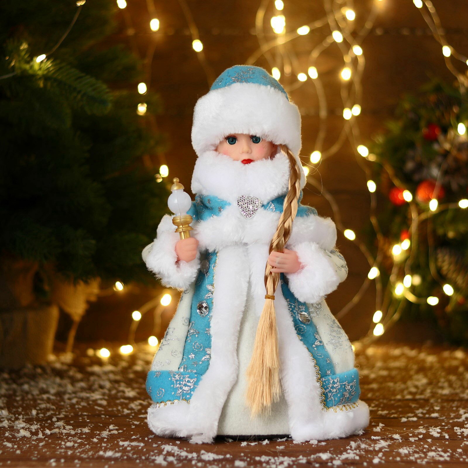 Снегурочка под ёлку "Зимнее волшебство. Голубая шубка" двигается, 28 см