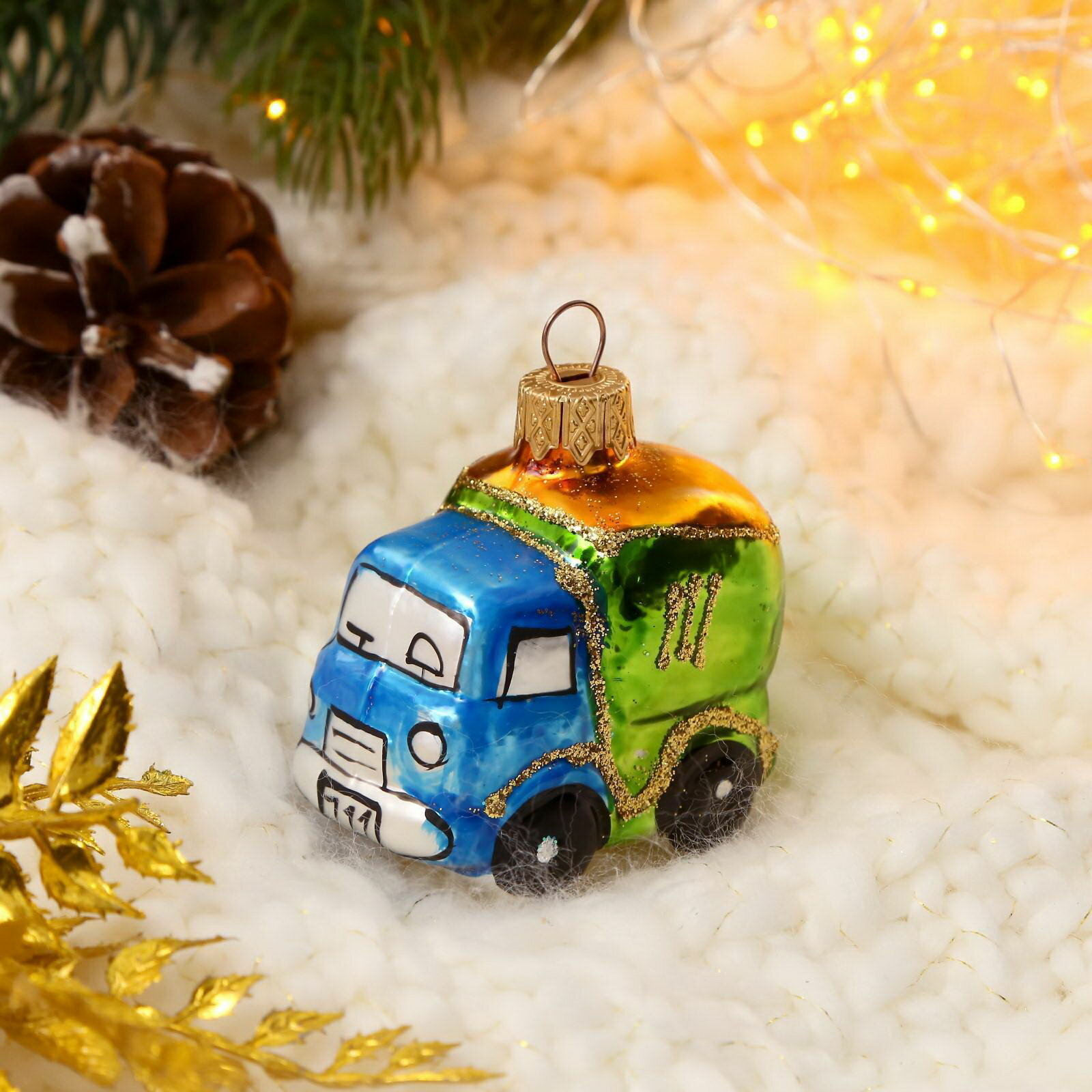 Ёлочное украшение "Грузовичок" h=7 см, стиль: советский, форма игрушки: транспорт