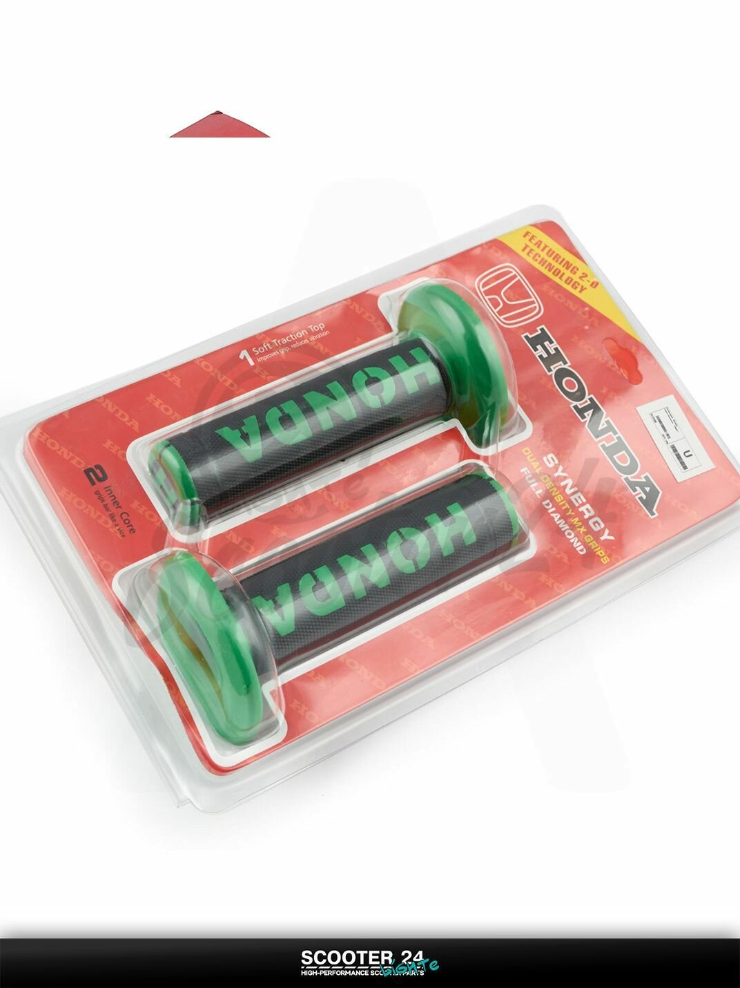 Грипсы (ручки руля) универсальные на мотоцикл / мопед питбайк и эндуро / скутер квадроцикл (черно-зеленые) "HND"