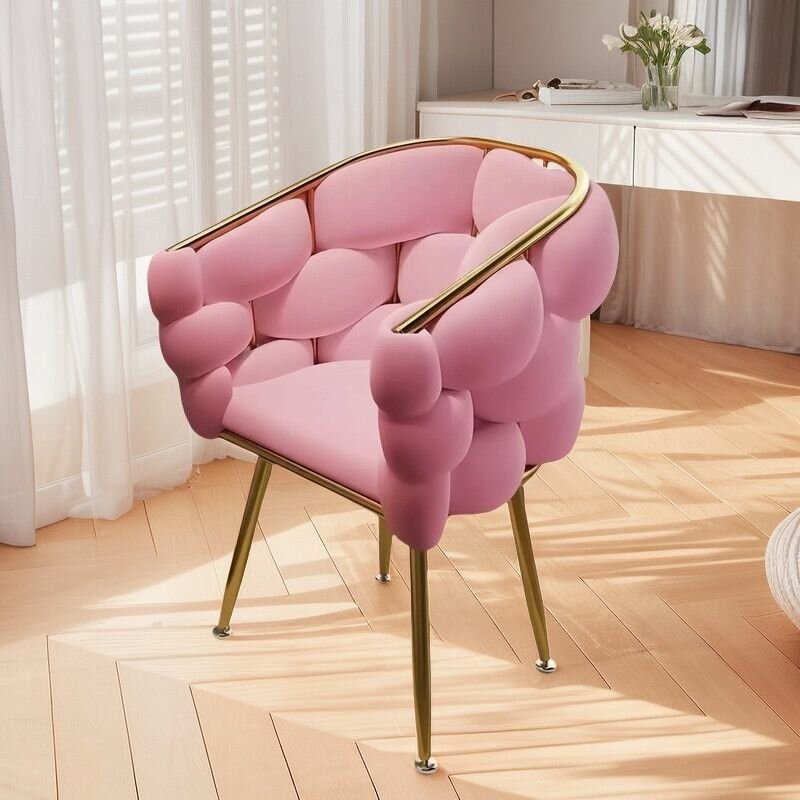 Кресло, 1 шт, 58х40х64 см. Золотая рама - розовый цвет богини