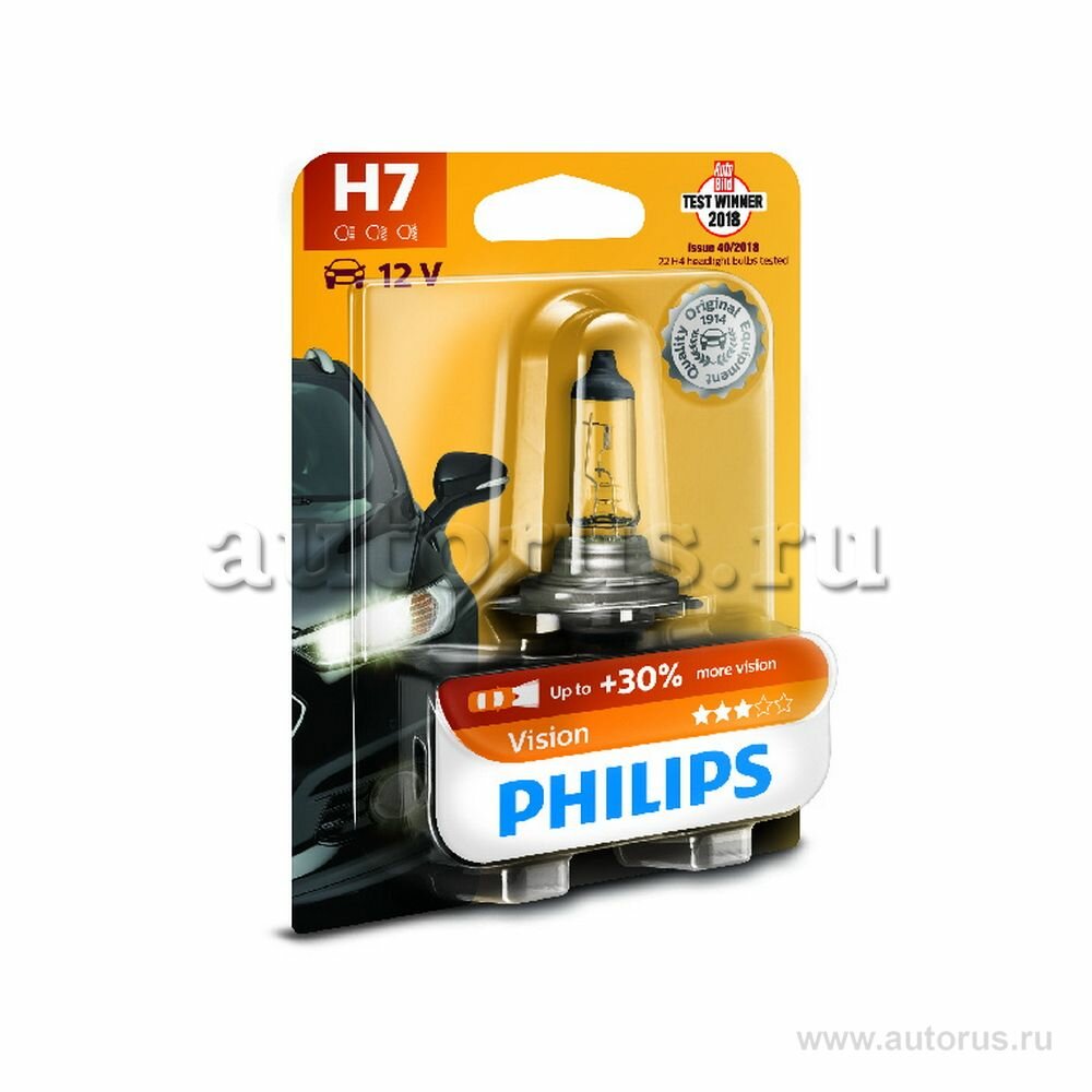 Лампа 12V H4 60 55W 1815lm P43T-38 3200K PHILIPS Vision 1 шт. блистер 12342PRB1