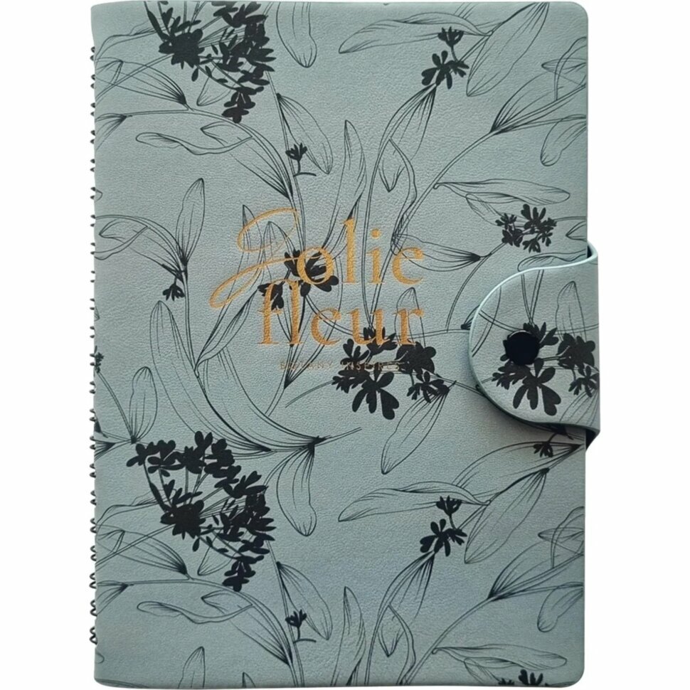 Бизнес-тетрадь Infolio 14x20см 96л клетка спираль Цветы, серый I1771/grey, 2513708