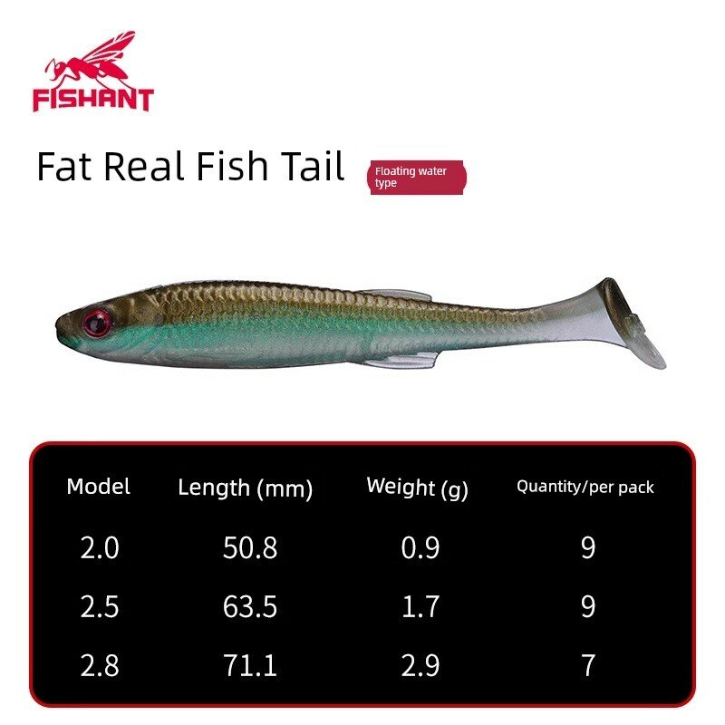 FISHANT Fat Fish Плавающая Мягкая Приманка для Лосося, Щуки, Пико - 2 дюйма, 9 шт, Цвет 11