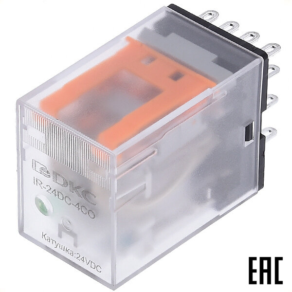 Реле промежуточное IR-24DC-4CO 24В DC 5А 4 переключающихся контакта LED (DKC) (4 шт. в наборе)
