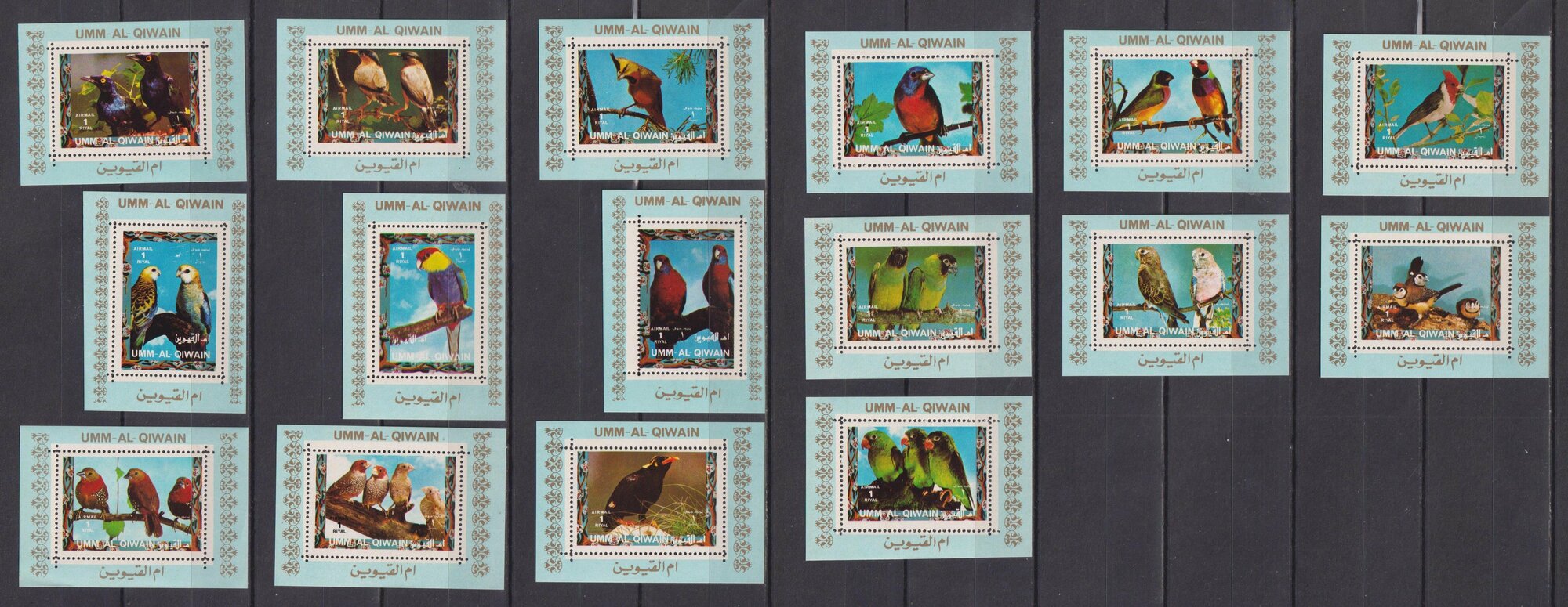 Почтовые марки ОАЭ 1973г. "Птицы - люкс блоки" Птицы, Фауна MNH