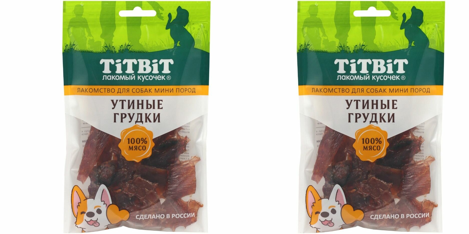 Titbit Лакомство для собак, Утиные грудки, 70 г, 2 шт