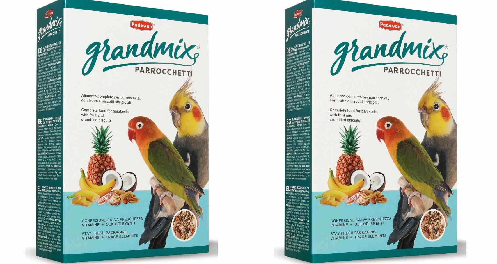 Padovan Корм для средних попугаев Grandmix Parrocchetti, 400 г, 2 шт