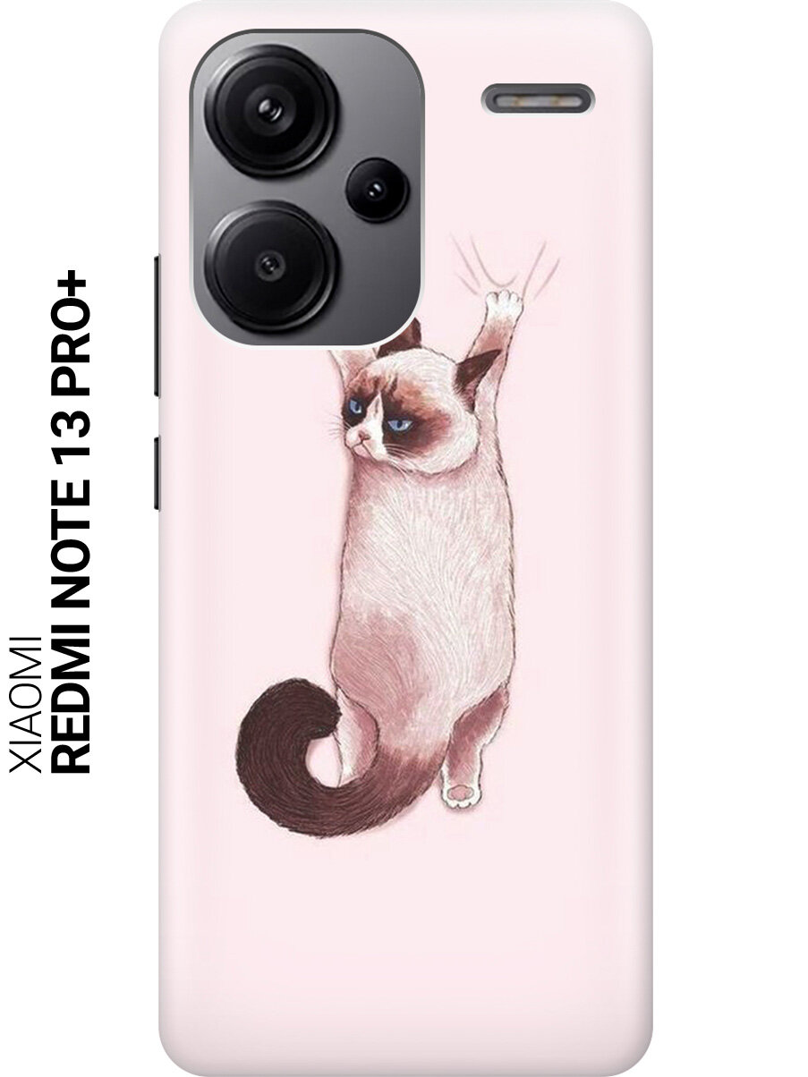Силиконовый чехол на Xiaomi Redmi Note 13 Pro + / Сяоми Редми Ноут 13 Про + с рисунком "Недовольный кот"