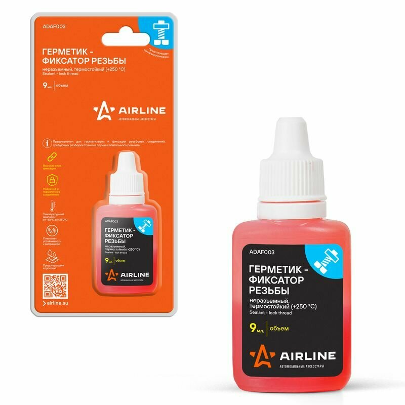 Герметик-фиксатор резьбы, неразъемный, термостойкий (+250 С), 9 мл, одност. блистер (ADAF003)