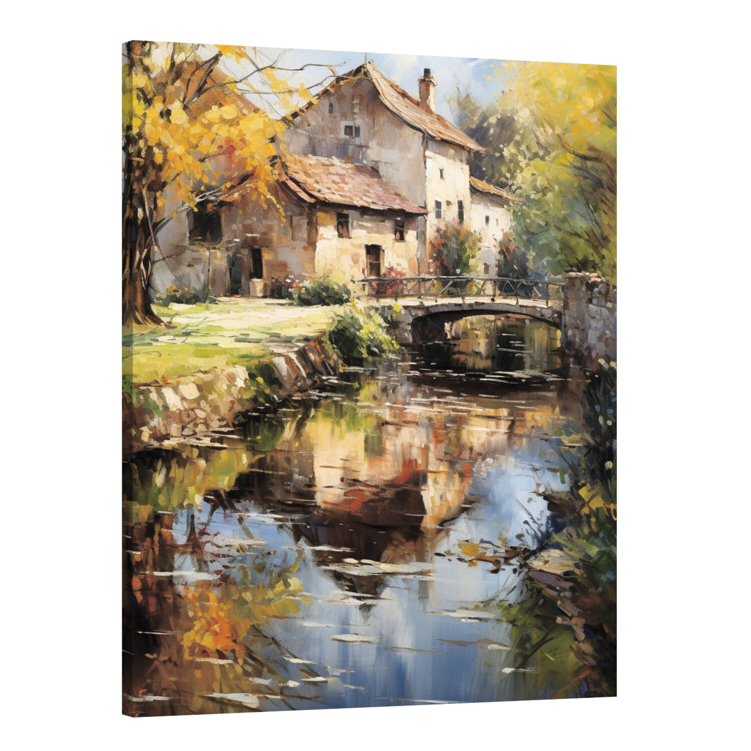 Интерьерная картина 50х70 "Деревня в стиле импрессионизма"