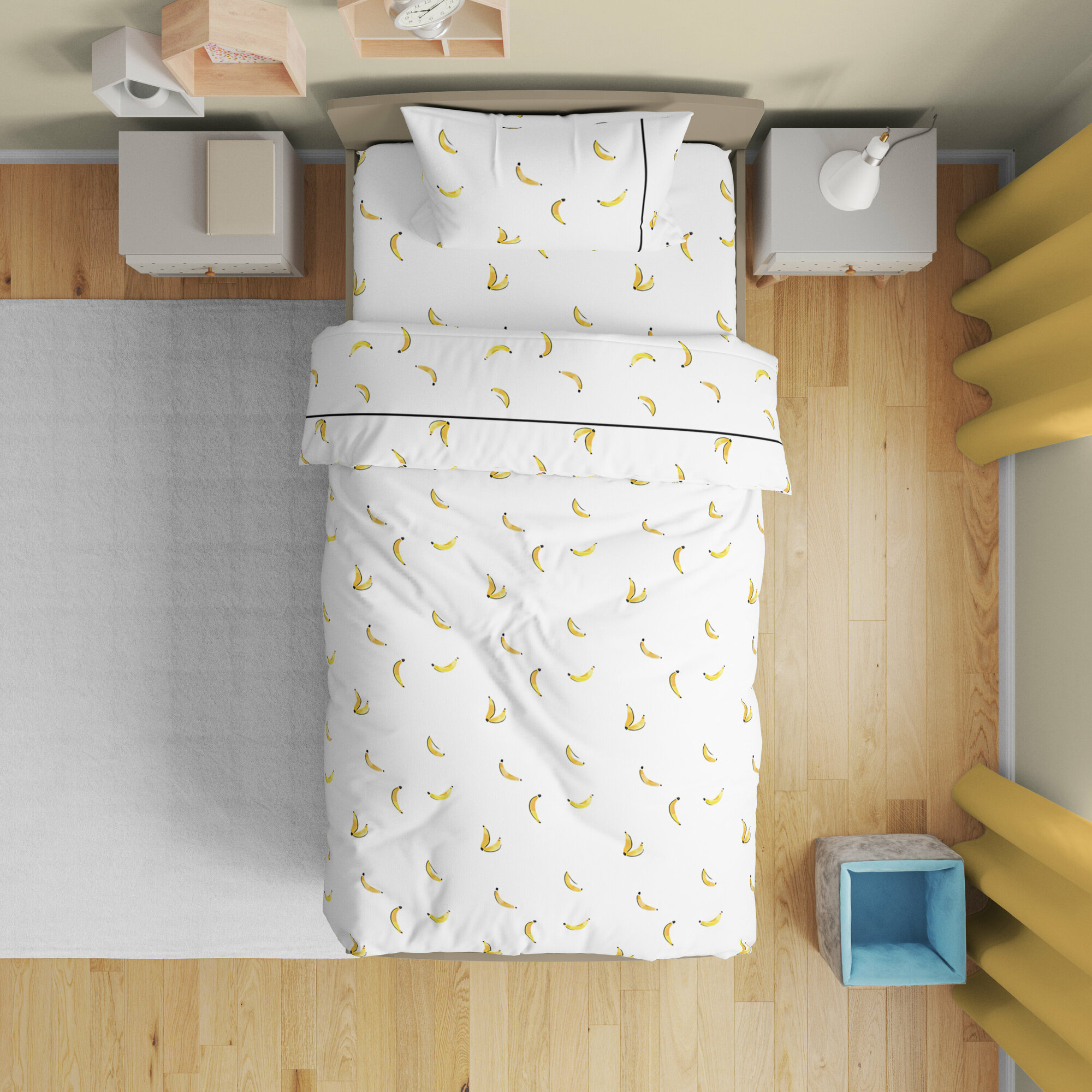 Детское постельное белье BELLEHOME "Banana split", сатин, 1,5 спальный