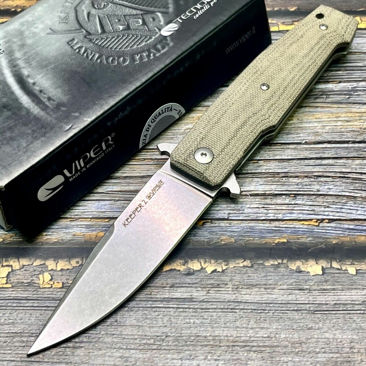 Нож складной Viper V6000CG Keeper 2, Elmax Blade, Green Micarta Handles