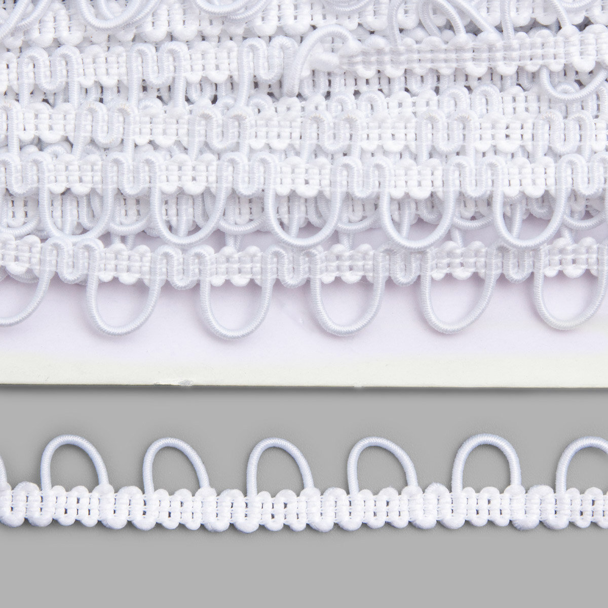 Тесьма с эластичными петлями для пуговиц Айрис, 13мм*18,29м (молочный)