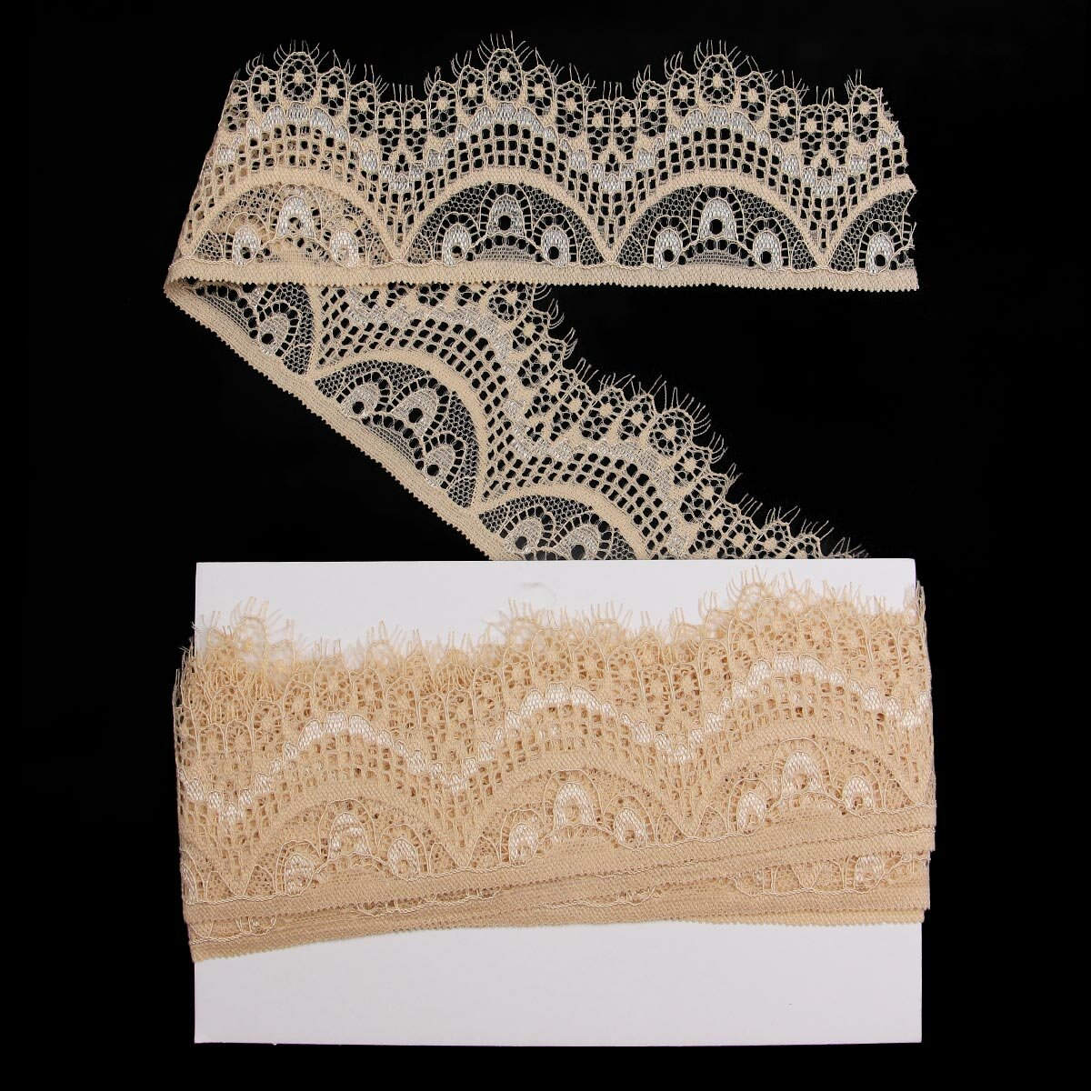 Кружево эластичное для шитья и рукоделия, 6 см*13,71 м, цвет бежевый, Айрис