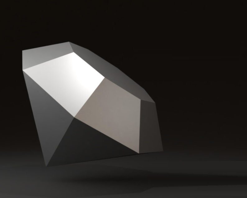 Полигональная фигура Алмаз, Бриллиант, геометрический полигональный металлический декор интерьера