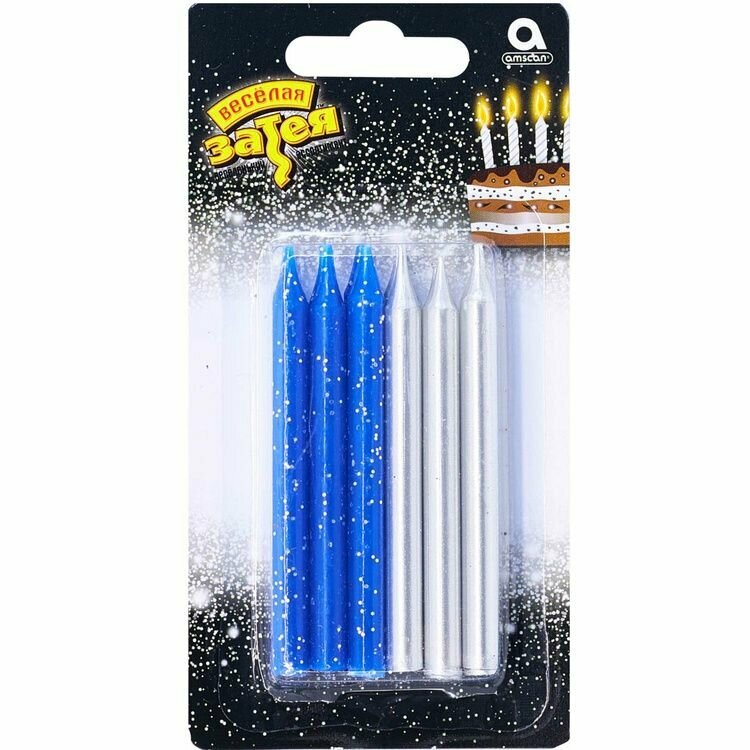 Свечи для торта блеск 8см 12шт