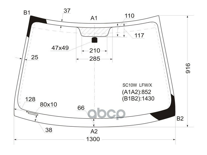 Стекло лобовое (5D HBK) Scion xA 04-06 / Toyota Ist 02-07 XYG арт. SC10W LFW/X