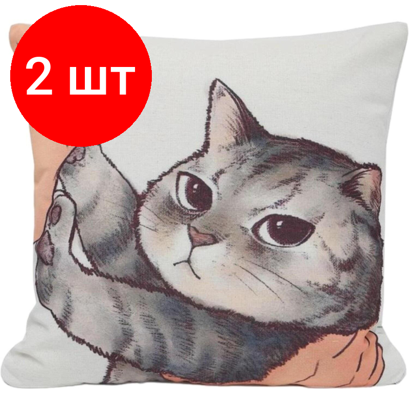 Комплект 2 штук, Подушка декоративная 40х40см (хлопок 60%, ПЭ 40%/новолон ПЭ), ПД40-033