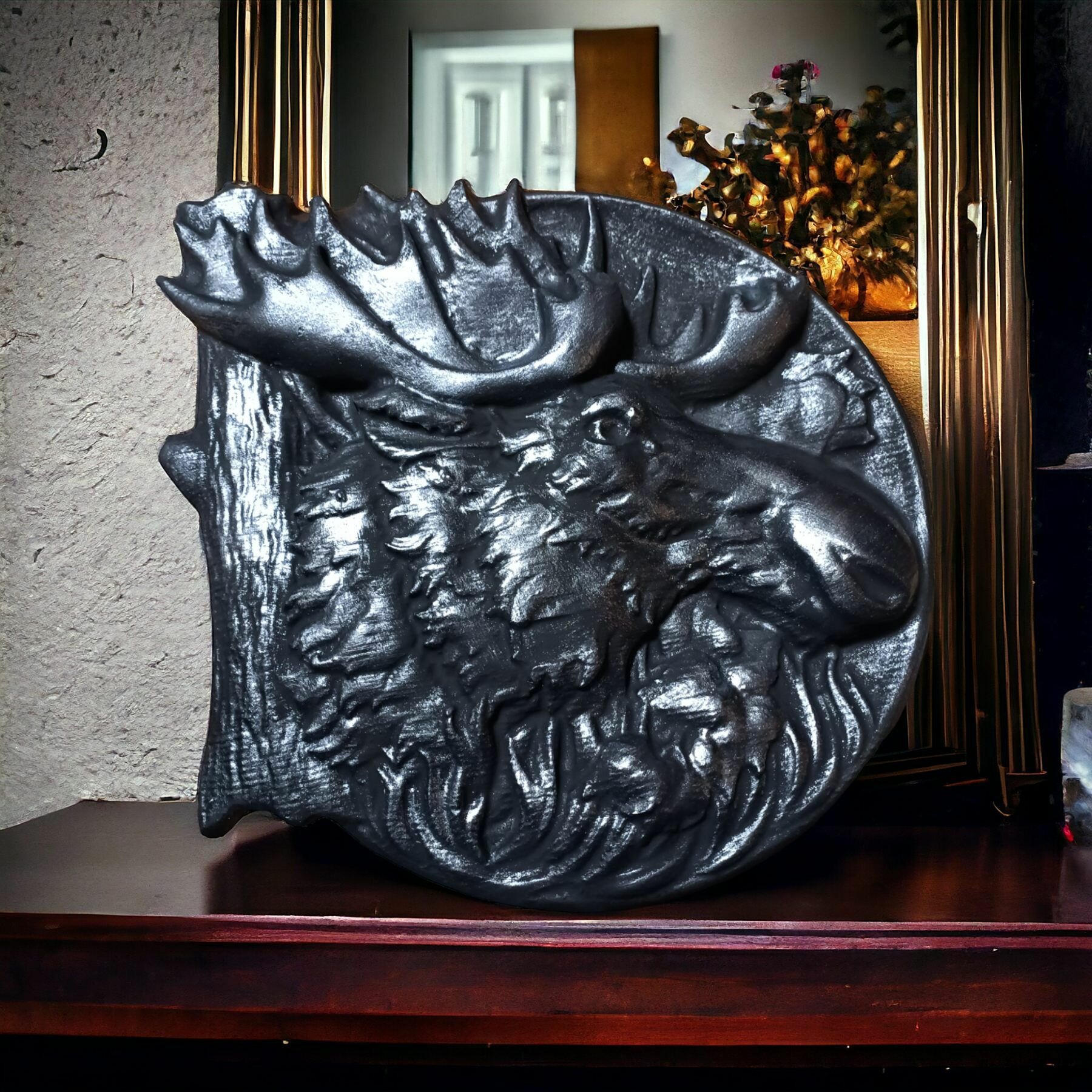 Декоративное панно Лось, из гипса . Сувенир или подарок для дома, офиса, кафе.