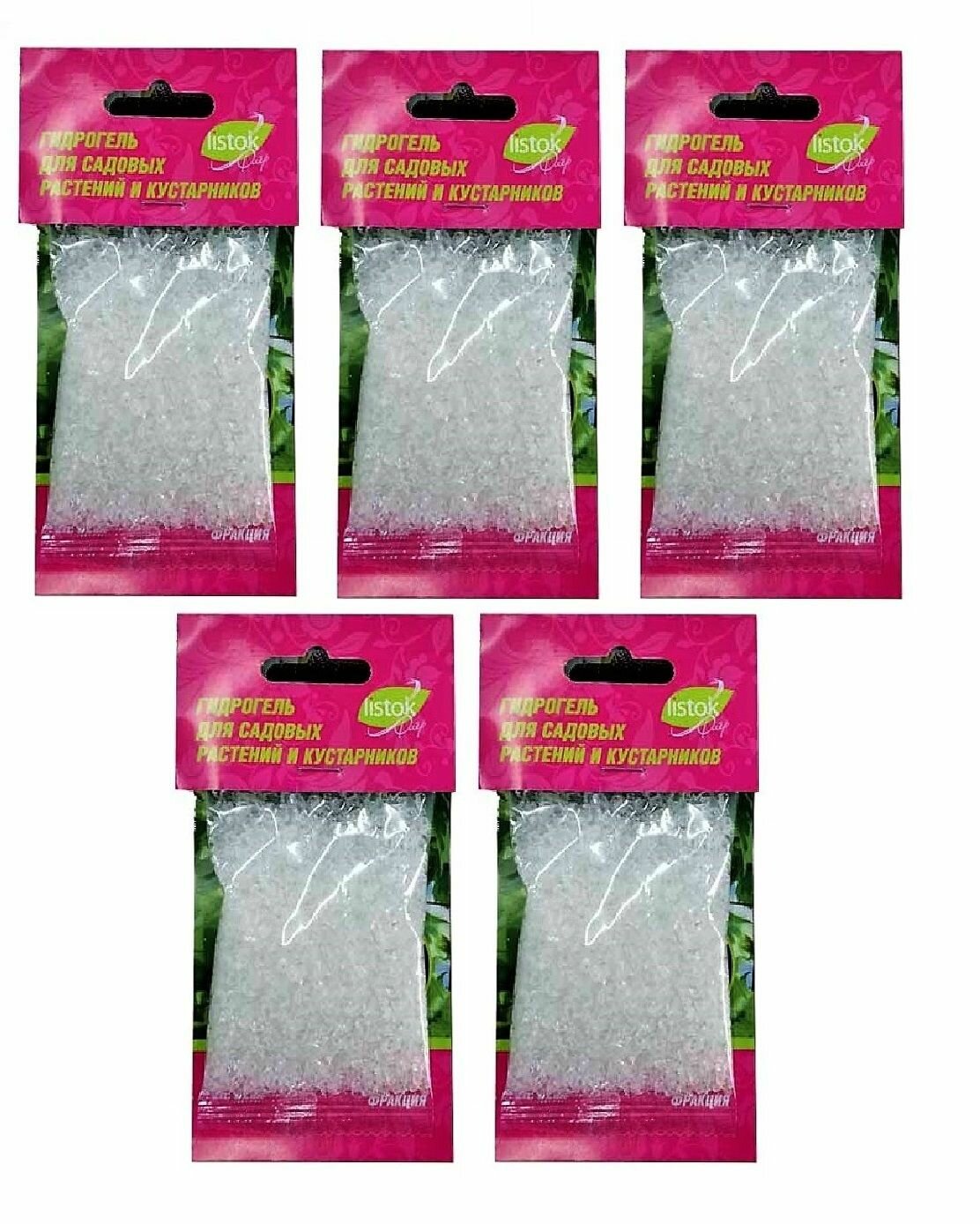 Гидрогель LISTOK для садовых растений и кустарников 50 гр. фракция 2-4 мм 5 шт.