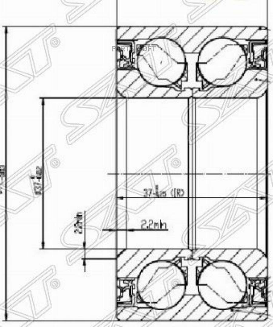 Подшипник передней ступицы Nissan Note 05-20 / Renault Logan 04-22 (ABS/ Комплект) SAT ST-40210-AX000 | цена за 1 шт