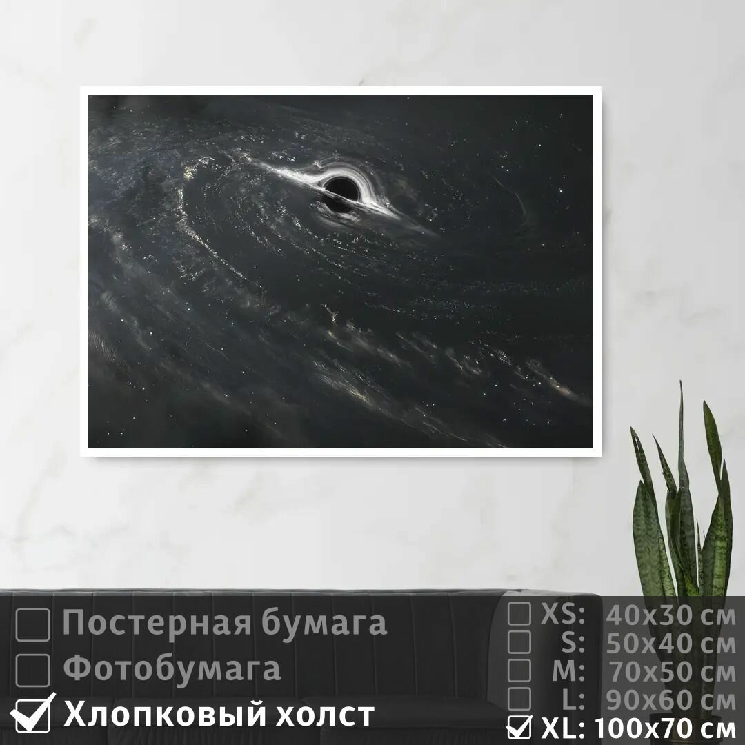 Постер на холсте Черная Дыра В Космическом Пространстве 100х70 см ПолиЦентр