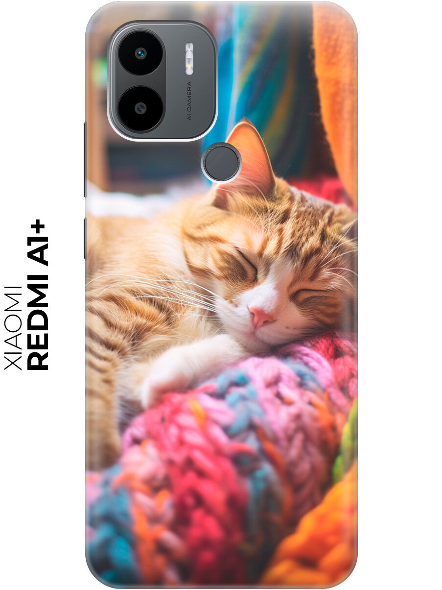 Силиконовый чехол на Xiaomi Redmi A1+ / A2+ / Poco C50 / C51 / Сяоми Редми А1 Плюс / А2 Плюс / Поко С50 / С51 с рисунком "Котик на пледе"
