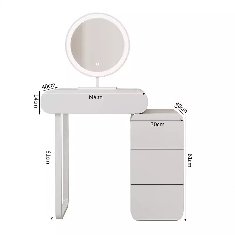Туалетный столик с тумбой и зеркалом 60 см Solo Bianco (Стол 60см + зеркало + тумба 30см)