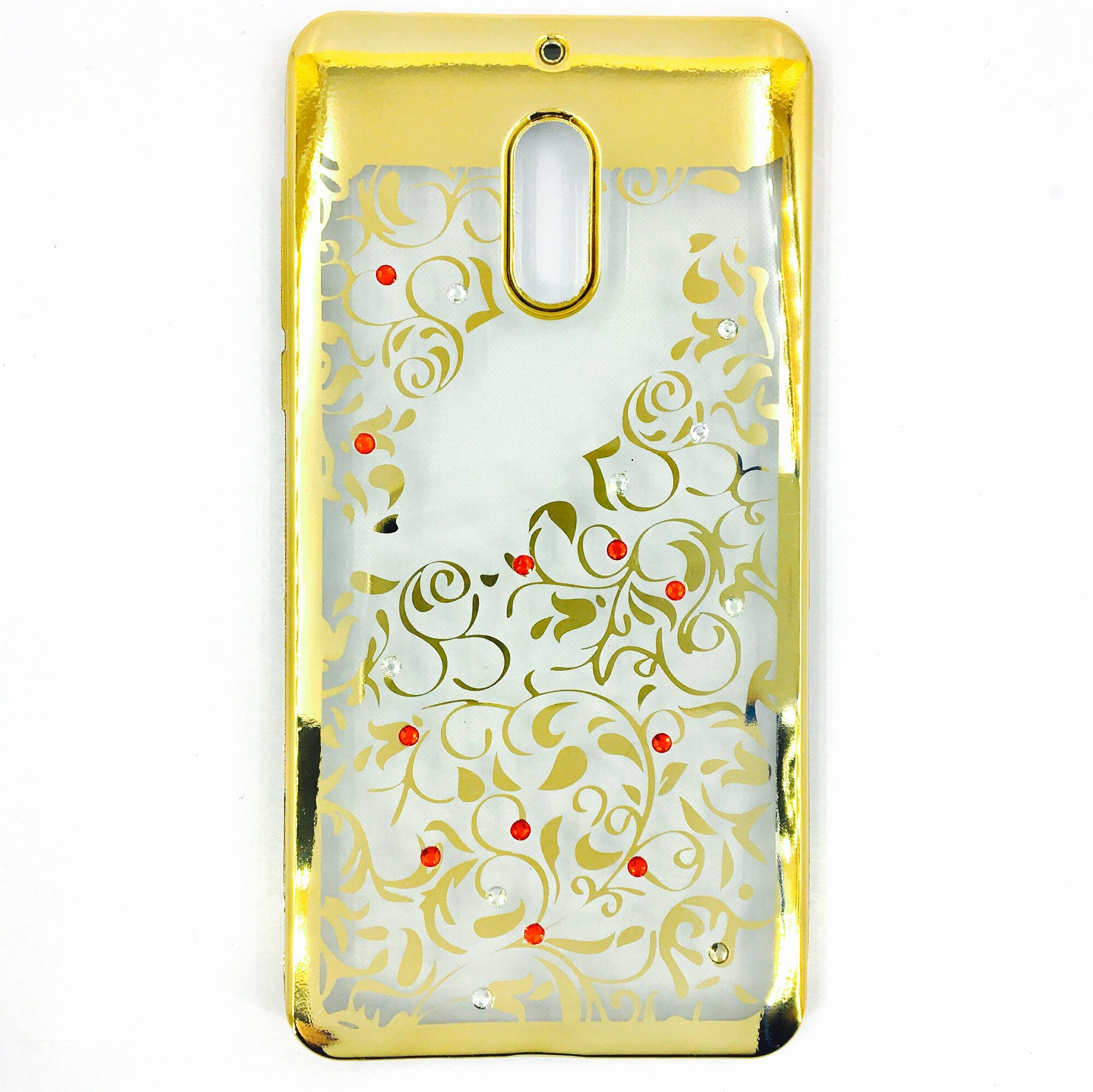 Силиконовый чехол для Nokia 6 (золото+стразы)