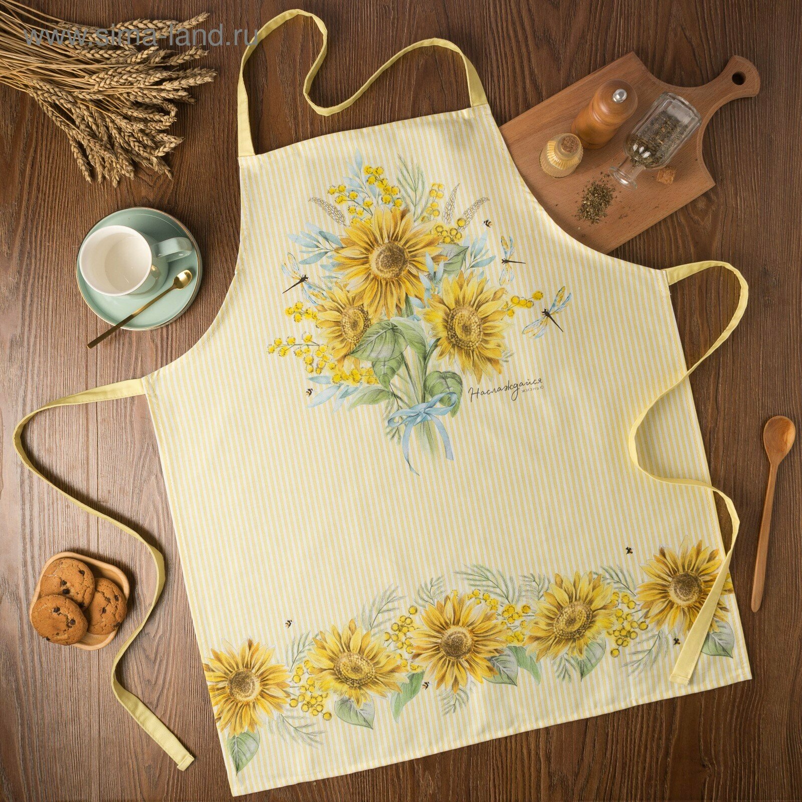 Фартук "Этель" Солнечные цветы 70х60 см, 100% хлопок, саржа 190 г/м2, 4645830