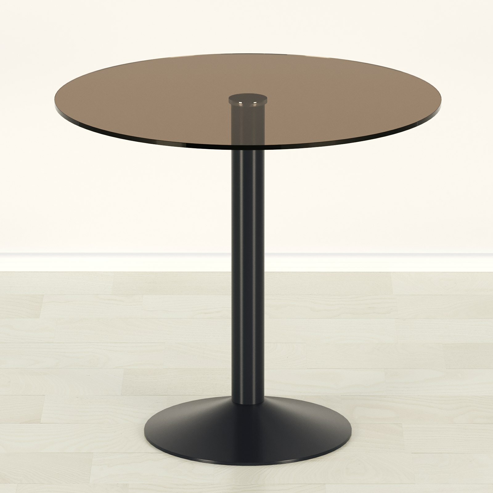 Стеклянный кухонный стол Троя-18 бронза/черный D60