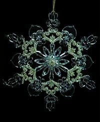 Снежинка кружевная, акрил, прозрачно-матовая с золотом, 13 см, Forest Market 161156-2