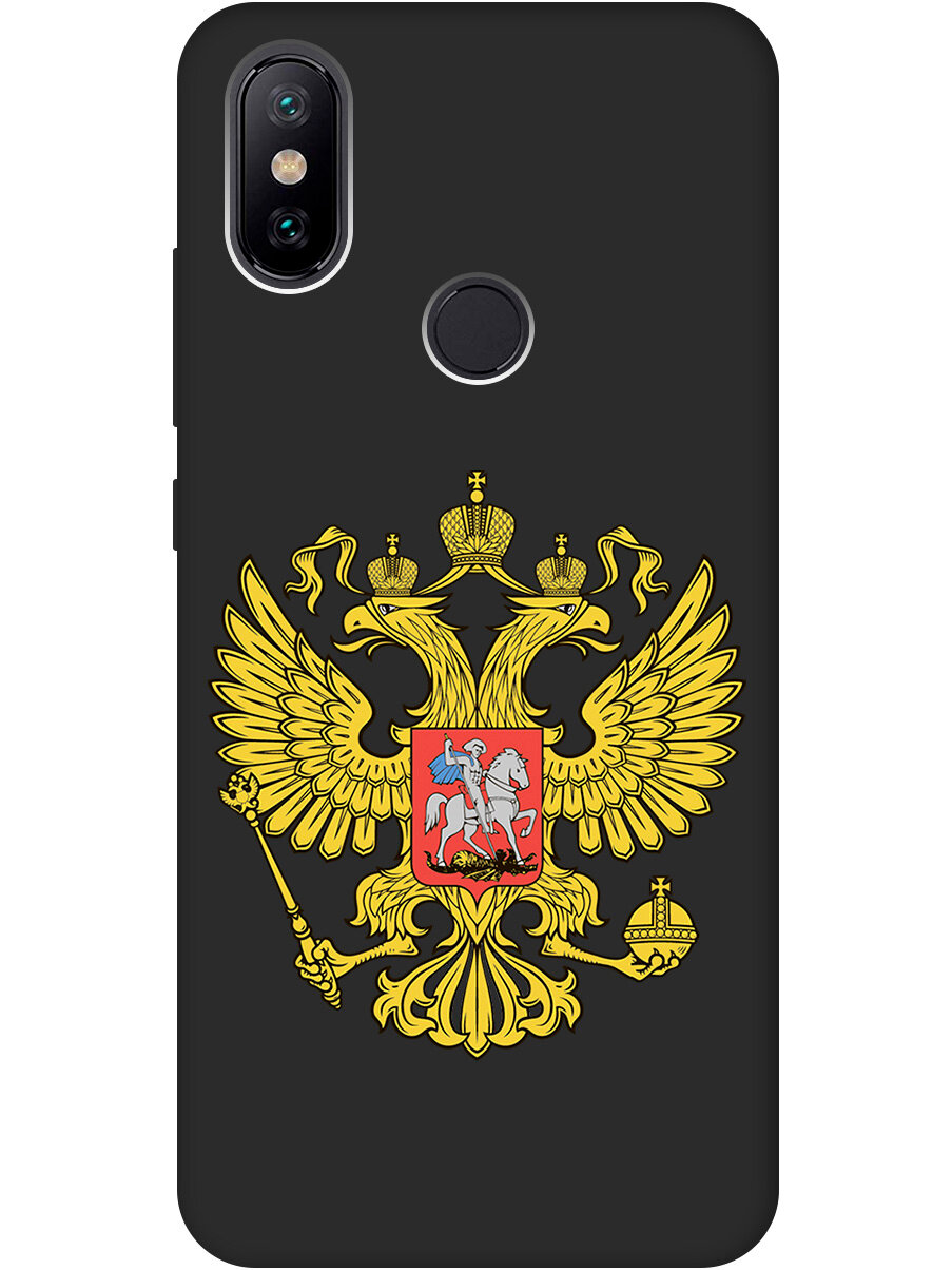 Матовый Soft Touch силиконовый чехол на Xiaomi Mi 6X, Mi A2, Сяоми Ми 6Х, Ми А2 с 3D принтом "Patriot" черный
