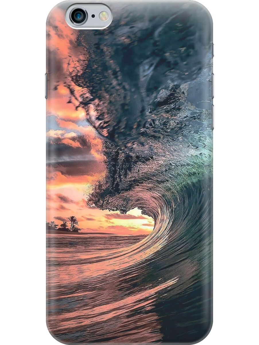 Силиконовый чехол на Apple iPhone 6S Plus / 6 Plus / Эпл Айфон 6 Плюс / 6с Плюс с рисунком "Волна на закате"