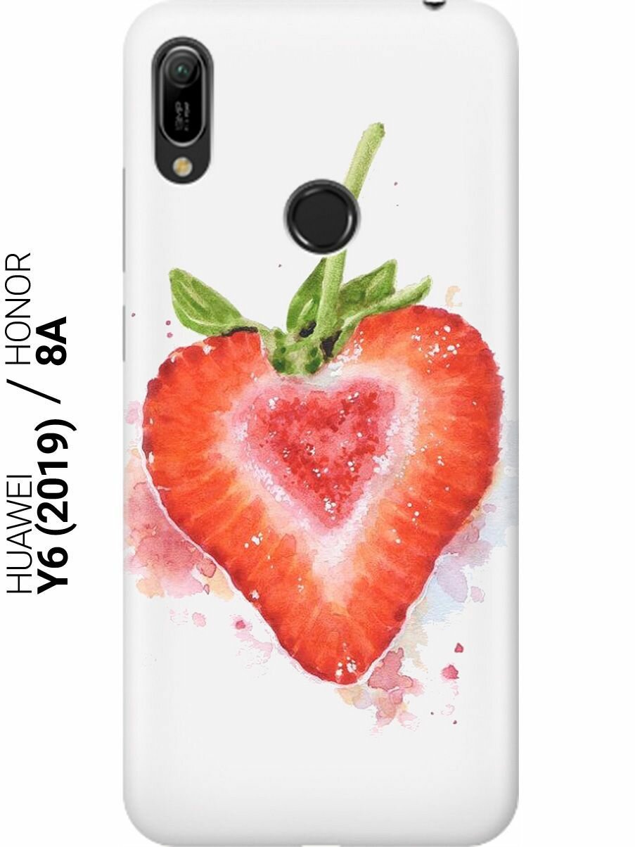 Силиконовый чехол на Huawei Y6 (2019), Y6 Prime (2019), Honor 8A, 8A Pro, Хонор 8а, Хонор 8а Про, Хуавей У6 2019 "Акварельная клубничка"