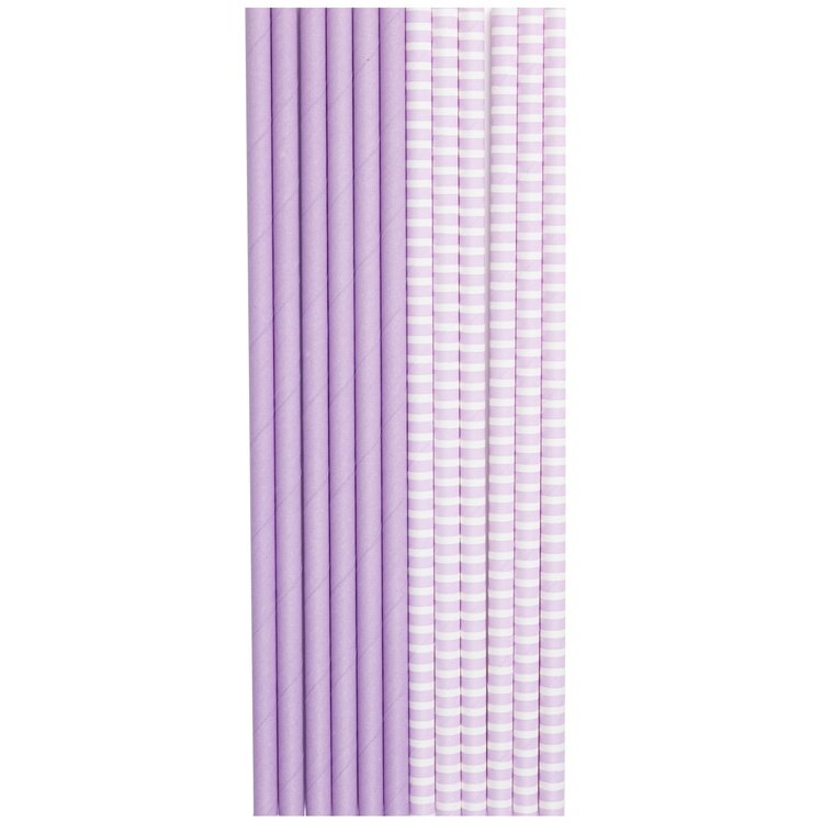 Трубочки для коктейля Пастель лаванда, 12 шт
