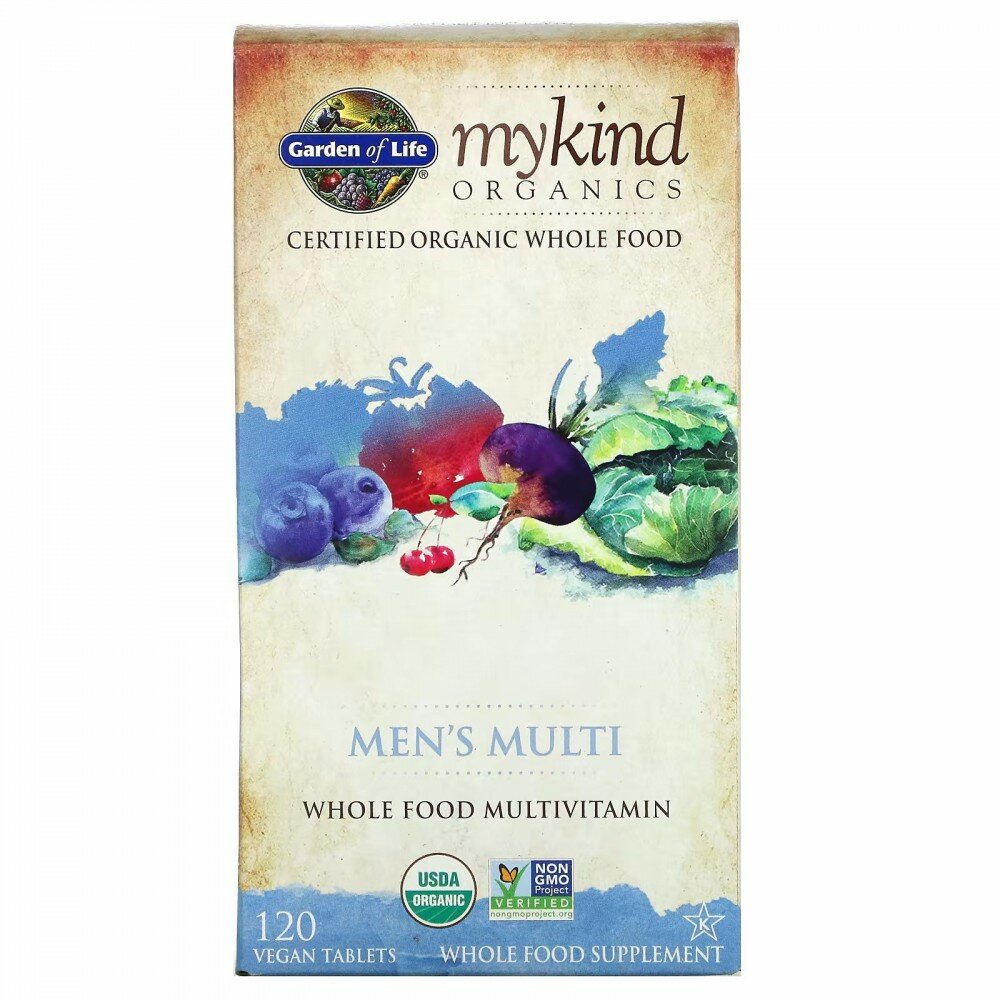 Garden of Life, MyKind Organics, мультивитамины для мужчин, 120 веганских таблеток