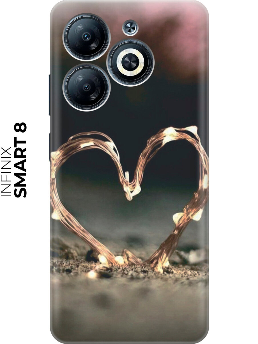 Силиконовый чехол на Infinix Smart 8 / Инфиникс Смарт 8 с рисунком "Светящееся сердце"