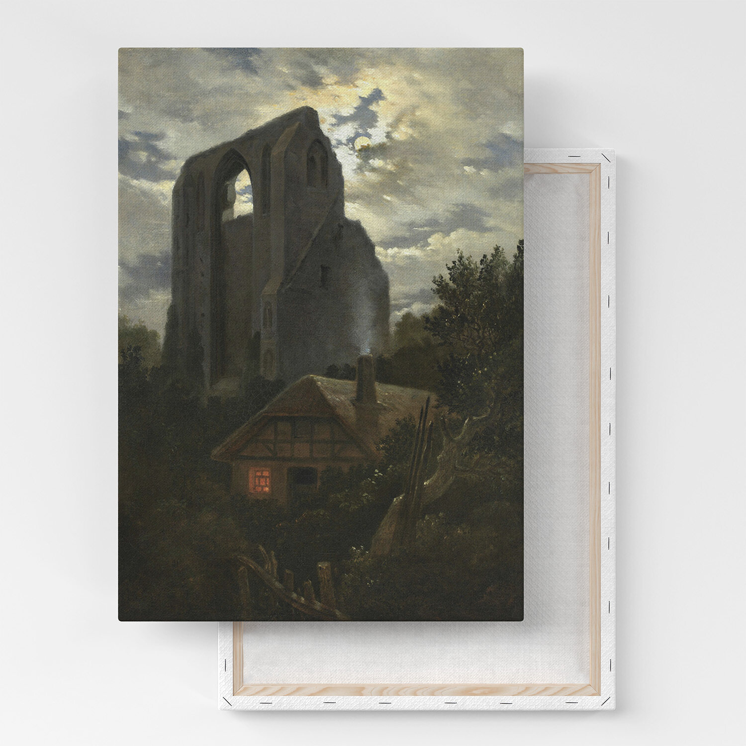 Картина на холсте, репродукция / Карл Густав Карус - Ruin Eldena with cottage / Размер 80 x 106 см