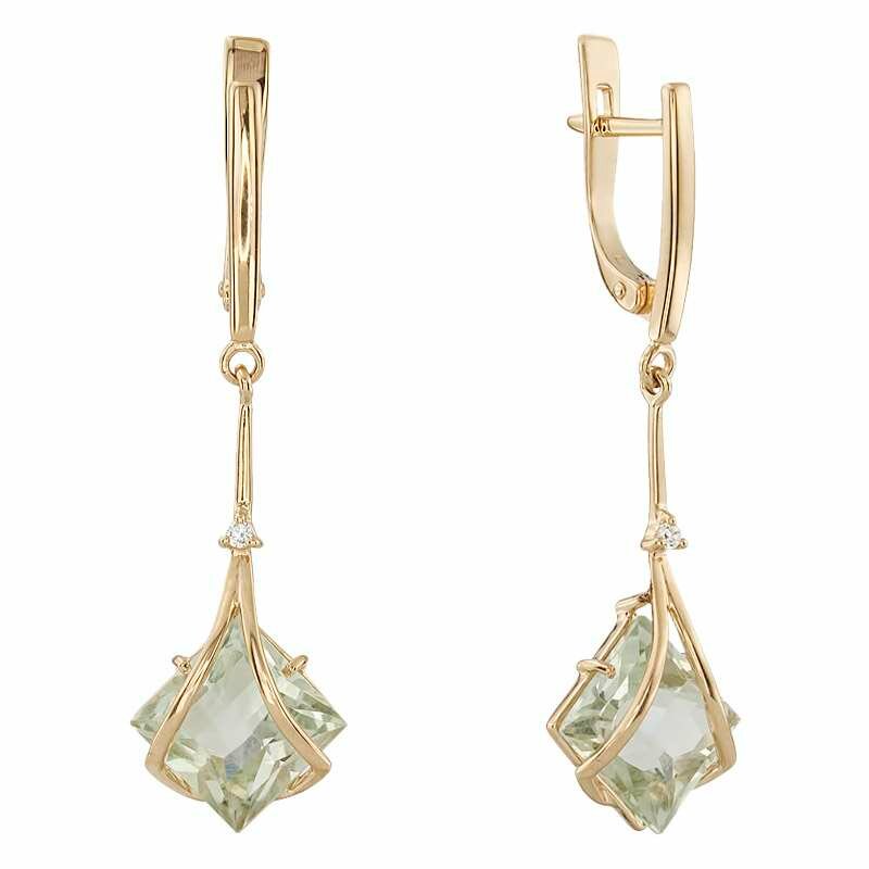 Серьги, красное золото, 585 проба, аметист