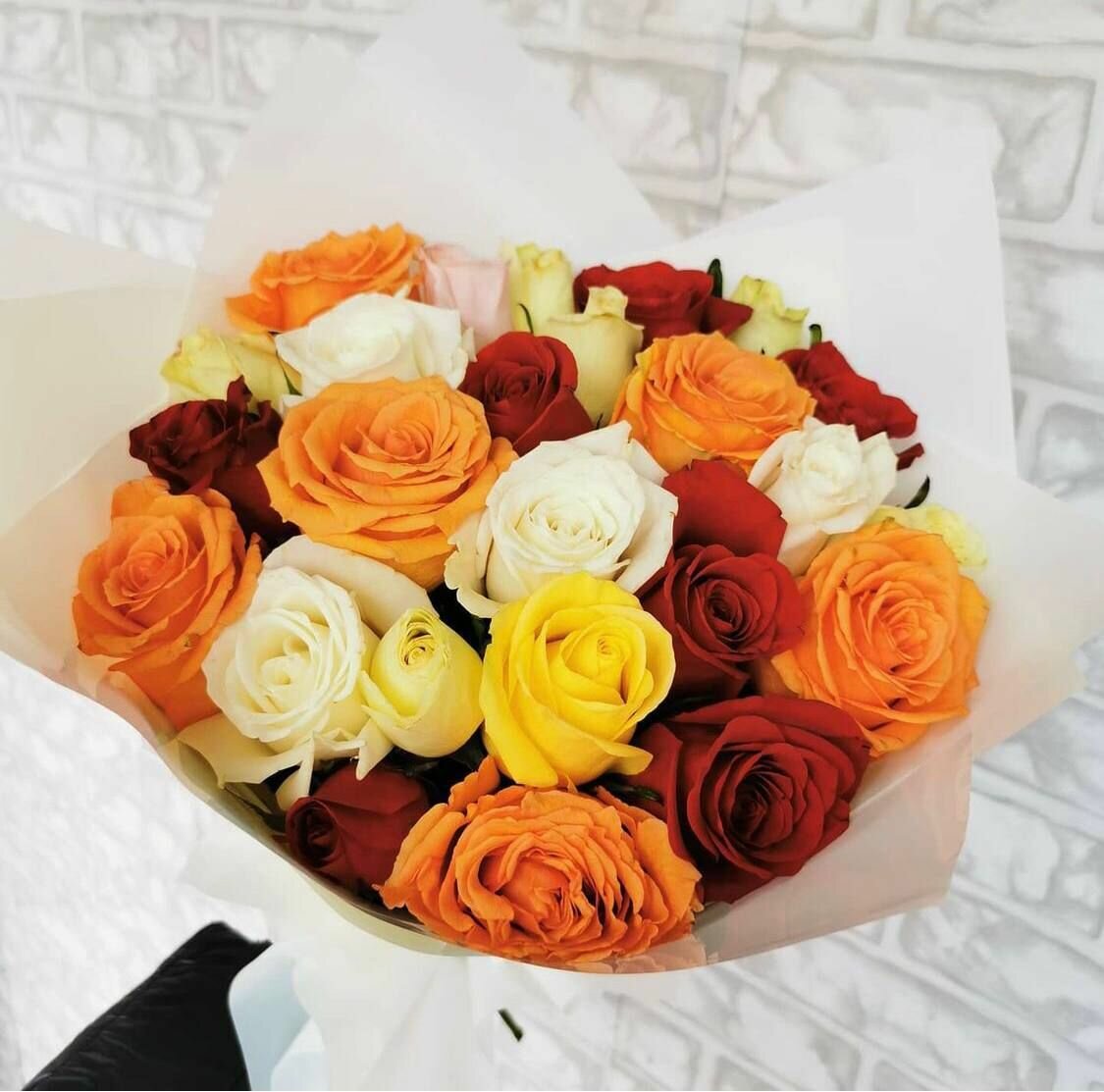 Розы микс 25 шт, Букет цветов