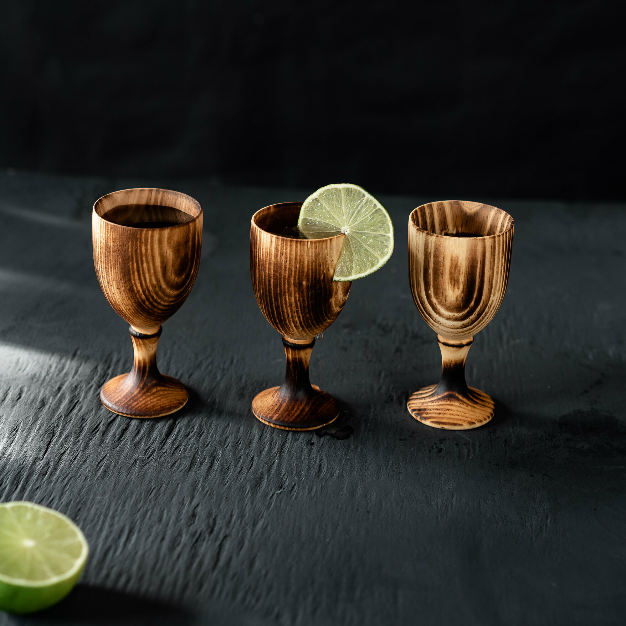 Набор деревянных рюмок (стопок) из дерева сибирский кедр RN6