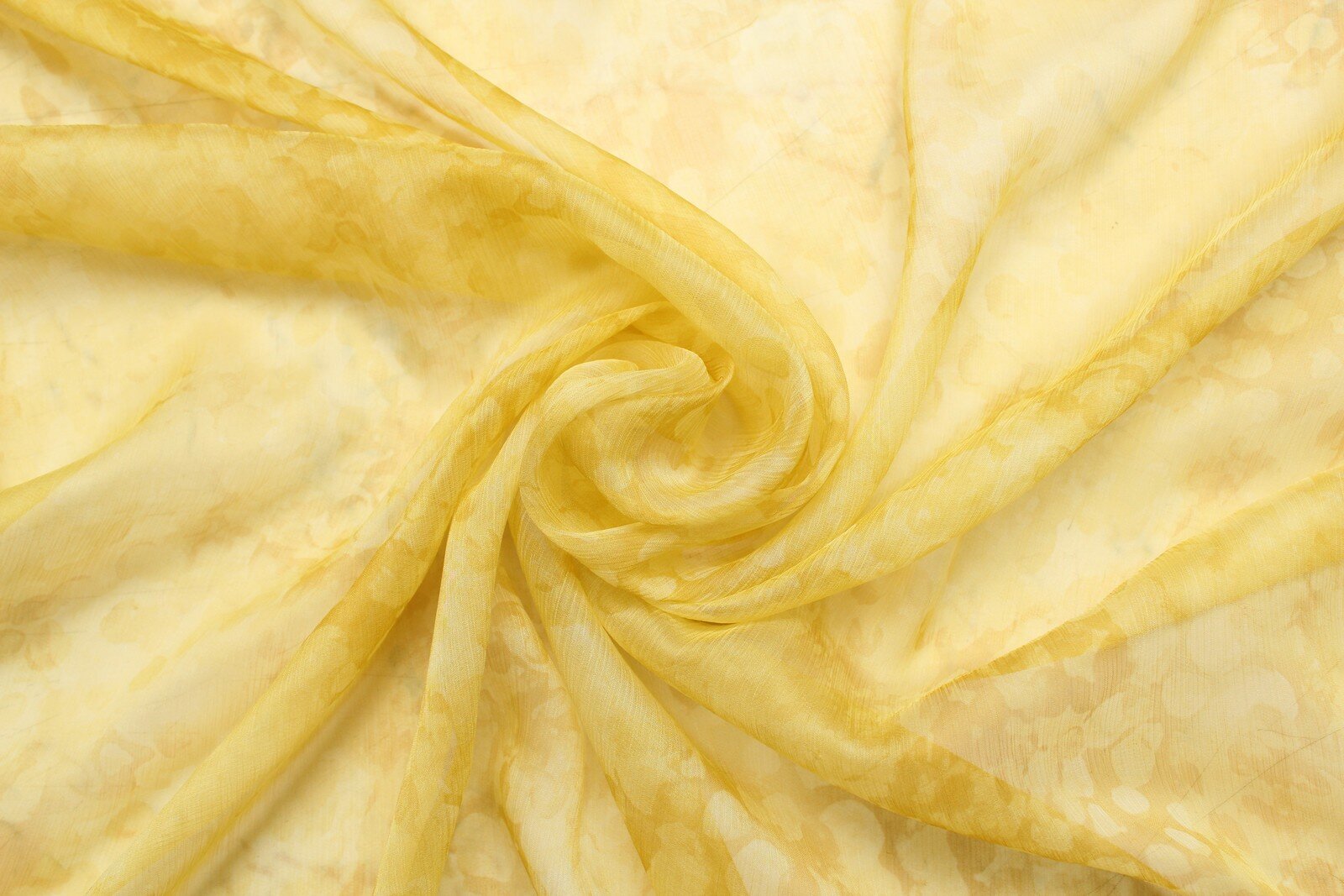 Ткань Шёлковый шифон-креш лимонно-желтый пятнистый, 40 г/пм, ш134см, 0,5 м