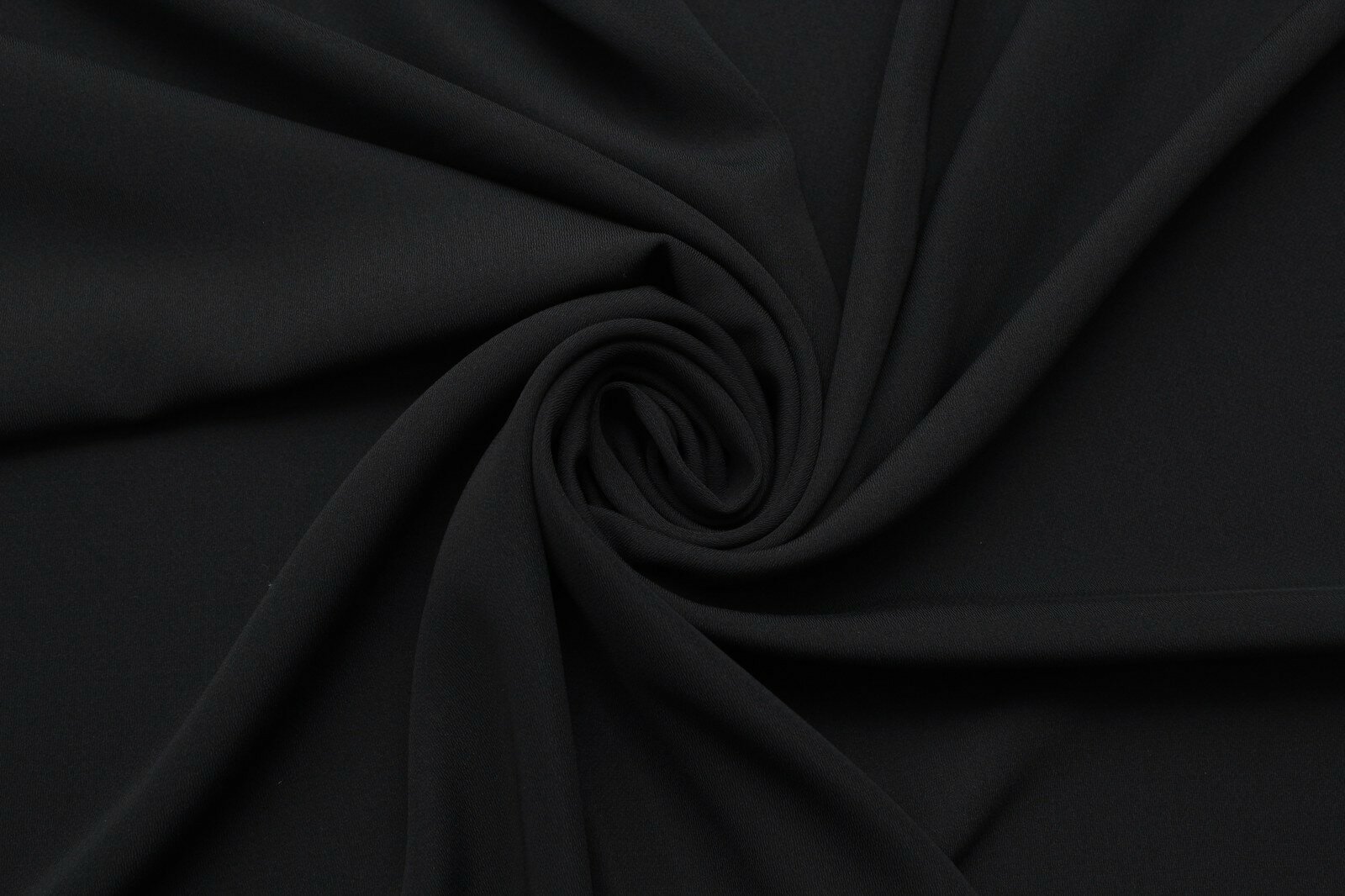 Ткань Креп-стрейч плательный чёрный, матовый, 390 г/пм, ш138см, 0,5 м