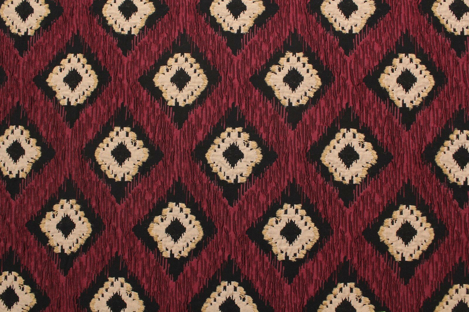 Ткань Жаккард-клоке пальтово-костюмный вишнёво-чёрно-бежевый, ш138см, 0,5 м
