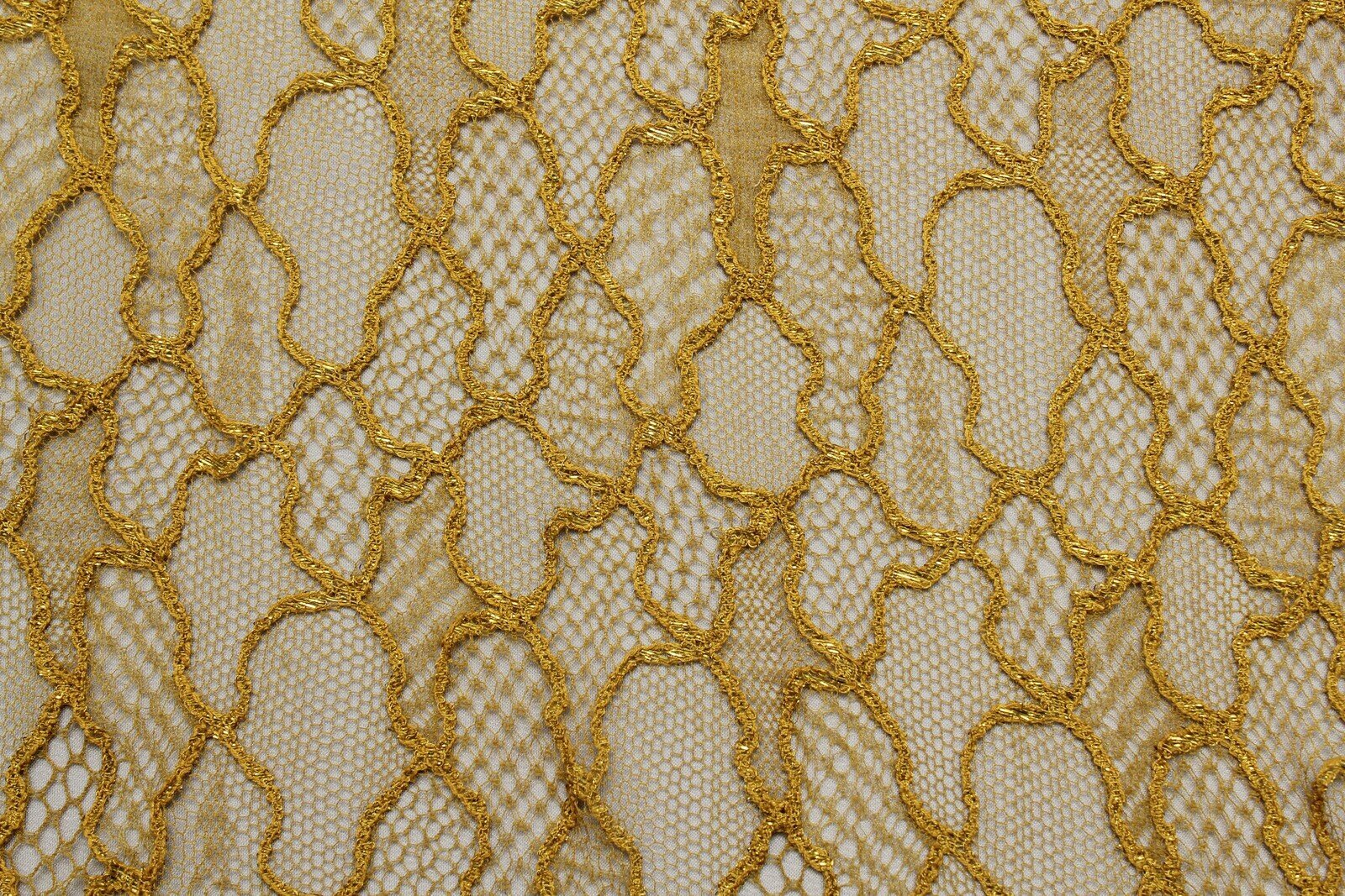 Ткань Кружево Cale ядовито-горчичное с люрексом, ш128см, 0,5 м