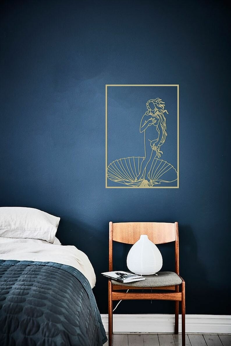 Декоративное металлическое панно, Рождение Венеры Афродиты (матовое золото)