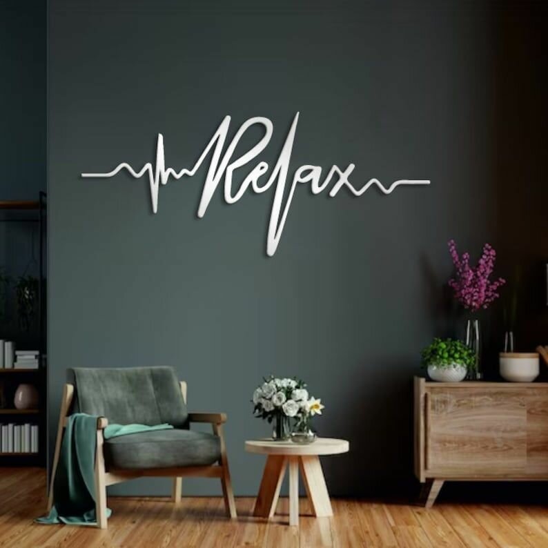 Декоративное металлическое панно, Relax (белый цвет)