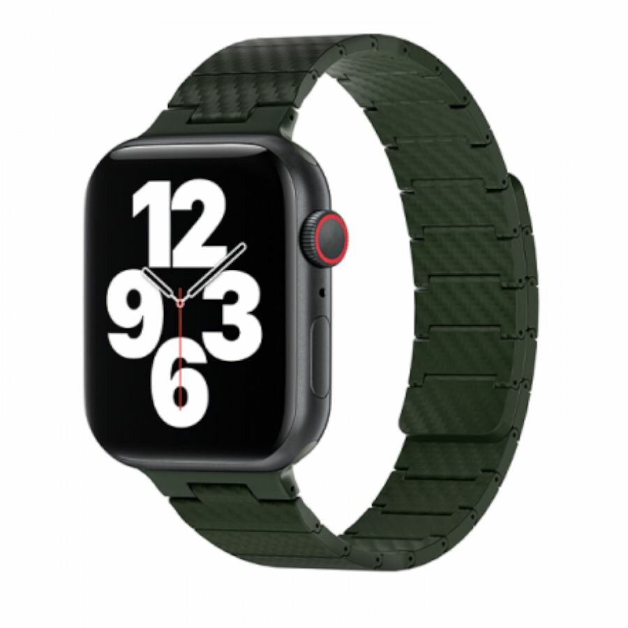 Кевларовый ремешок для часов (магнитный) WiWU Wi-WB009 Carbon Fiber для iWatch 1-8/SE 38/40/41мм, зеленый