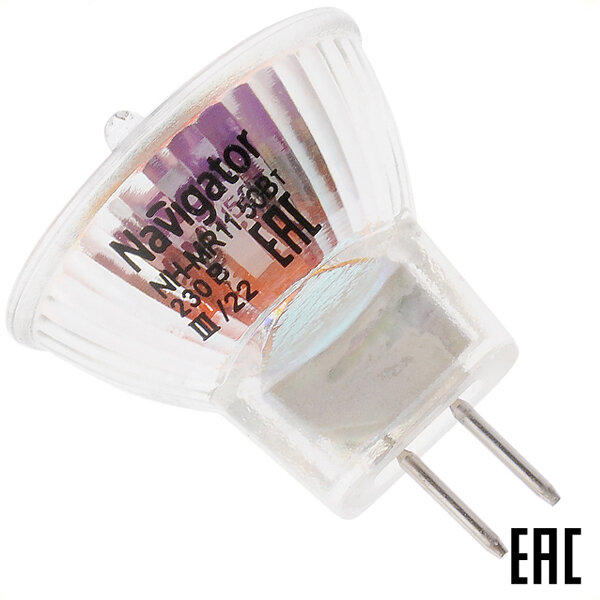 Лампа 50Bт 94224 NH-MR11-50-230V-GU5.3 MR11 галогенная с отражателем тёплый белыйсвет (Navigator) (5 шт. в комплекте)